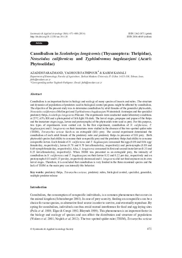 (PDF) Farazmand 2014 Sys Appl Acarol
