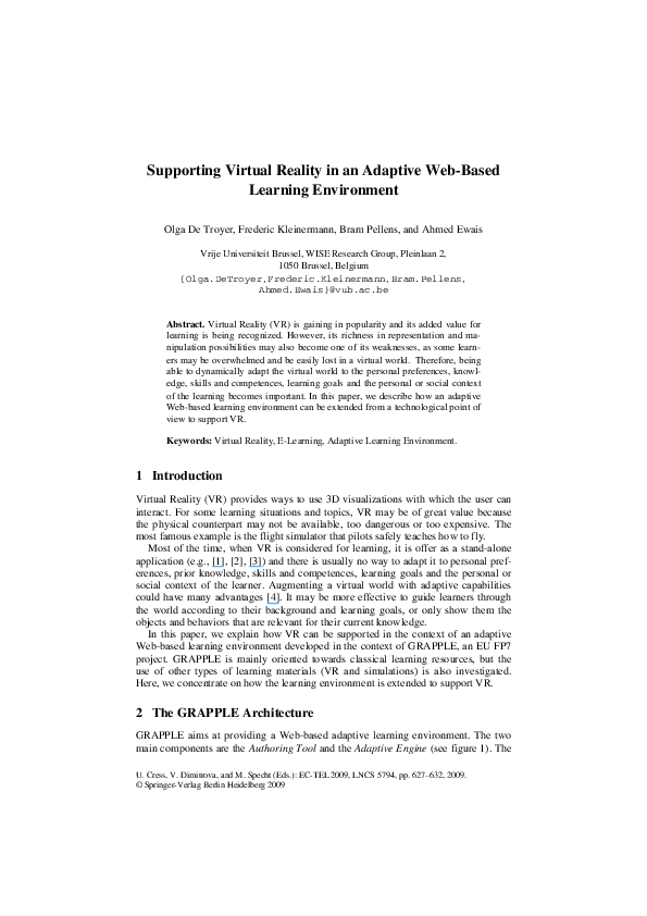 (PDF) Supporting Virtual Reality in an Adaptive Web-Based Learning Environment