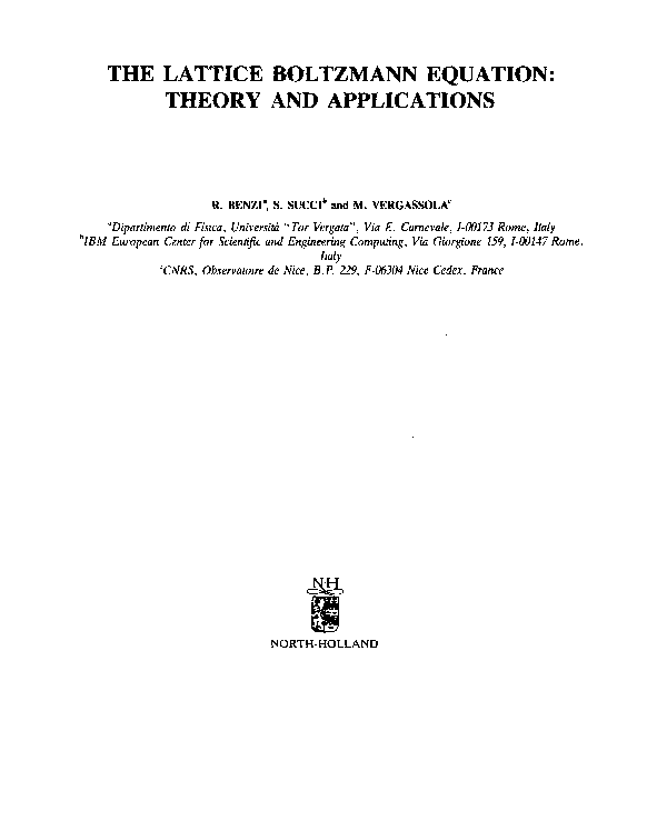 (PDF) The lattice Boltzmann equation: theory and applications
