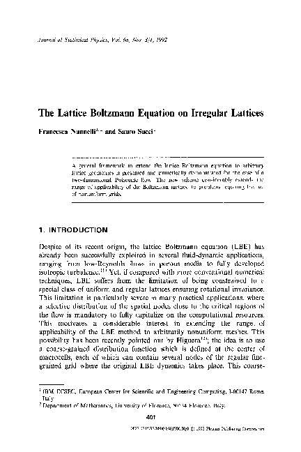 (PDF) The lattice Boltzmann equation on irregular lattices