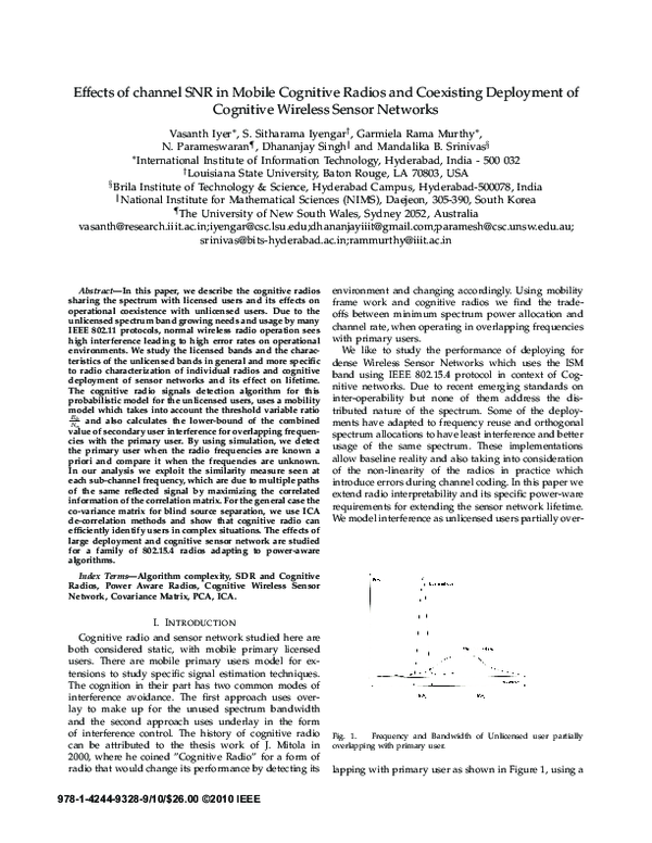 (PDF) Effects of channel SNR in mobile cognitive radios and coexisting deployment of cognitive ...