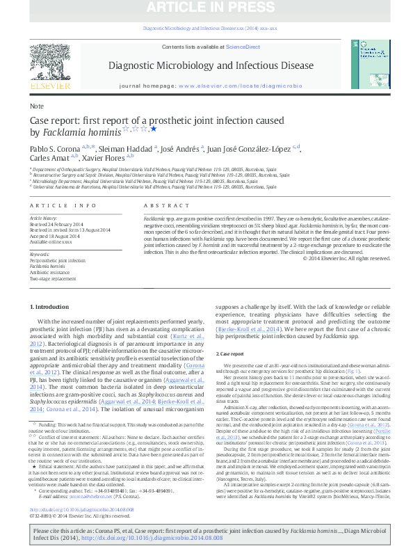 (PDF) Case report: first report of a prosthetic joint infection caused ...