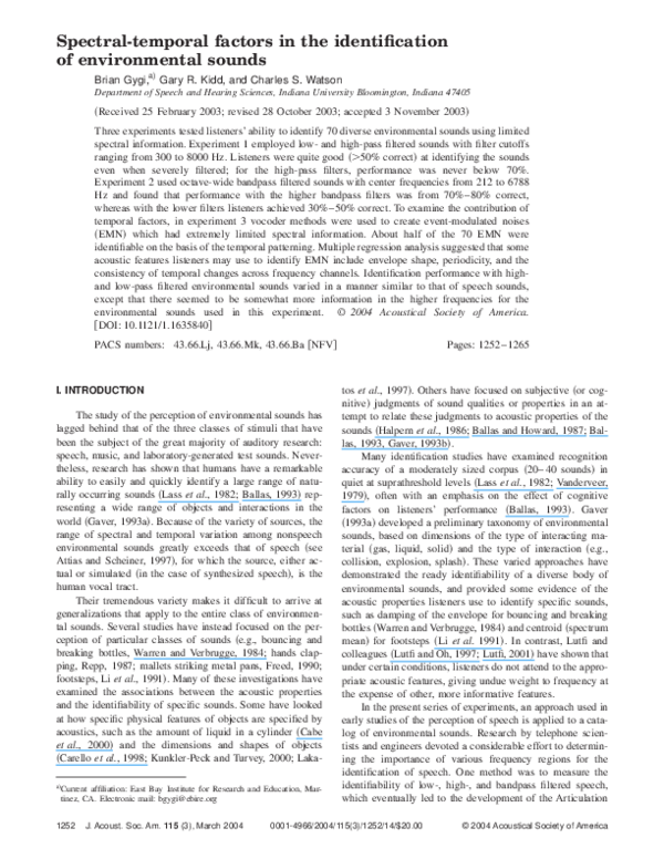 (PDF) Spectral-temporal factors in the identification of environmental ...