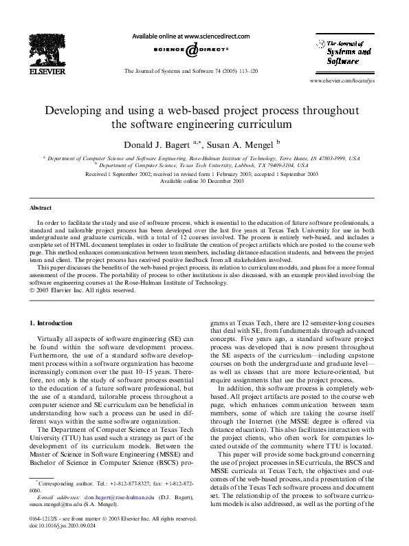 Pdf Developing And Using A Web Based Project Process Throughout The