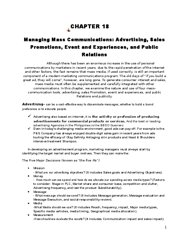 (DOC) Managing Mass Communications: Advertising, Sales Promotions ...