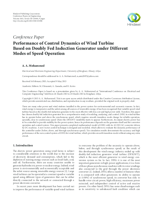 (PDF) Conference Paper Performance of Control Dynamics of Wind Turbine ...