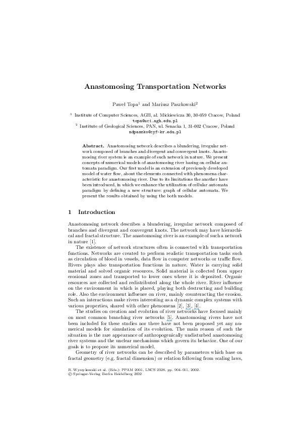 (PDF) Anastomosing Transportation Networks