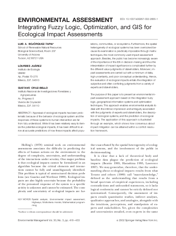 Pdf Integrating Fuzzy Logic Optimization And Gis For Ecological