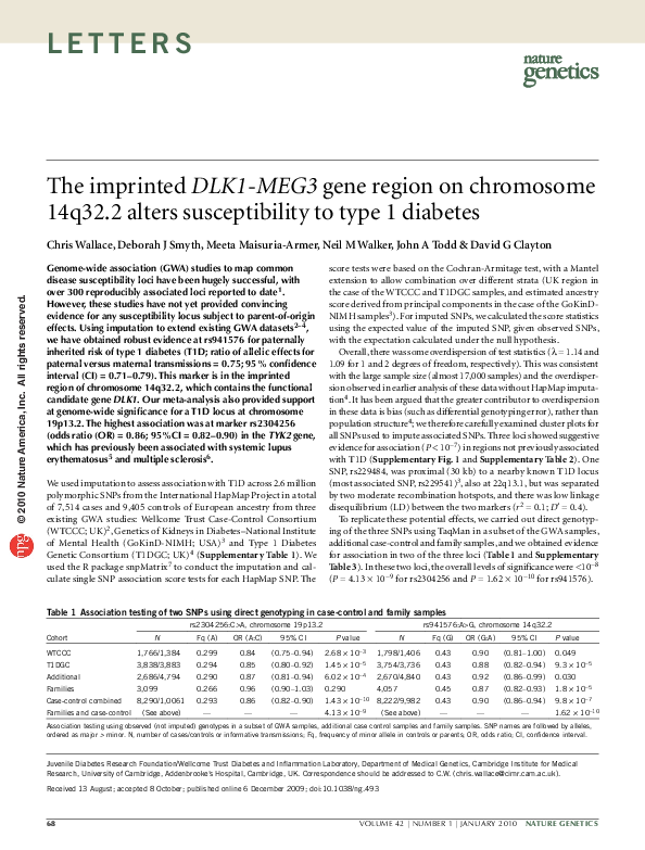 Pdf The Imprinted Dlk1 Meg3 Gene Region On Chromosome 14q32 2 Alters