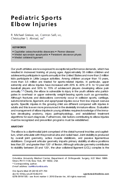 (PDF) Pediatric Sports Elbow Injuries
