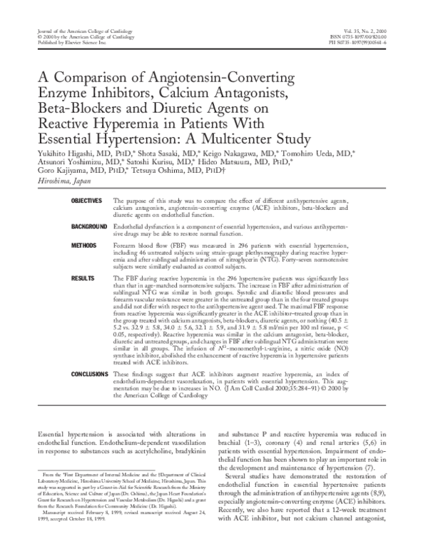 (PDF) Comparison of angiotensin-converting enzyme inhibitor alone and ...