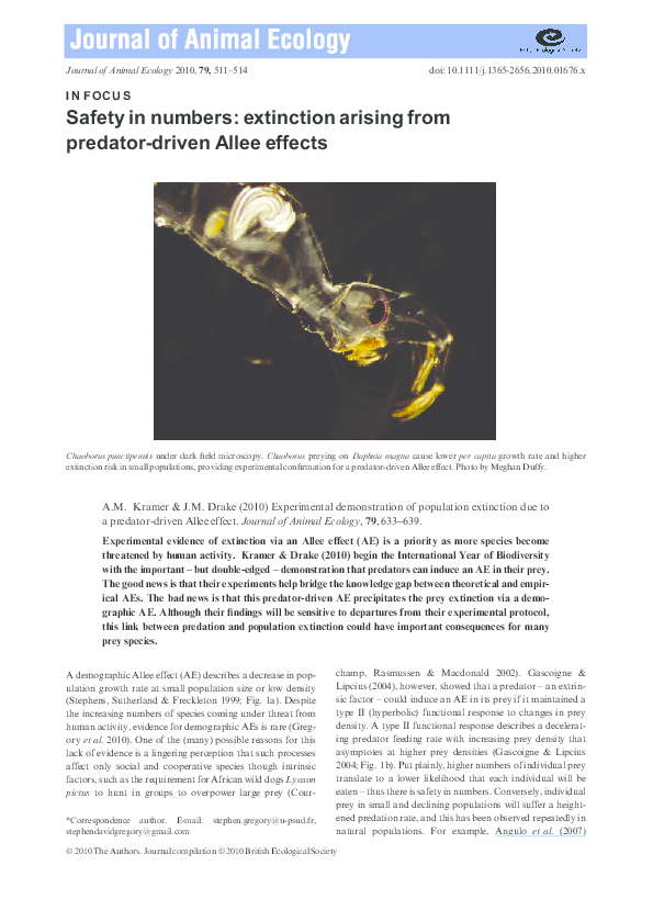 (PDF) Safety in numbers: extinction arising from predator-driven Allee ...