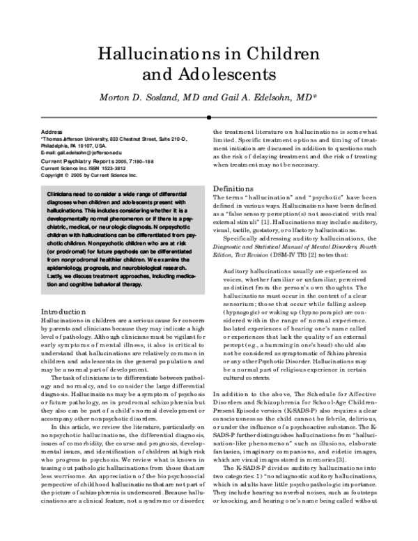 (PDF) Hallucinations in children and adolescents