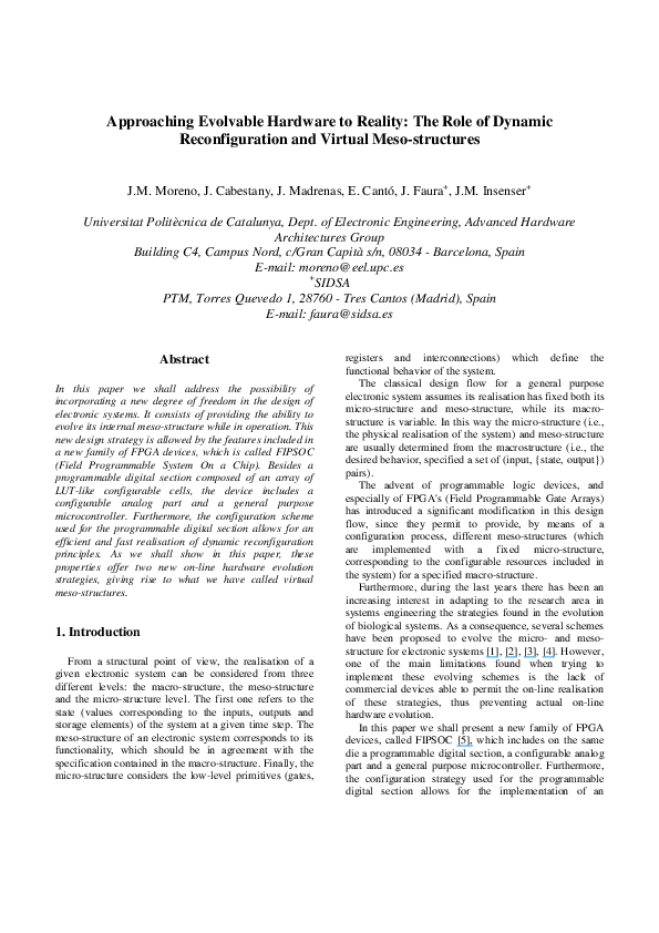(PDF) An evolvable hardware platform based on DSP and FPTA | Adrian Stoica - Academia.edu