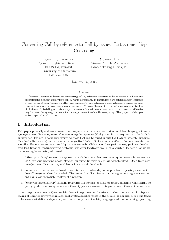 (PDF) Converting call-by-reference to call-by-value