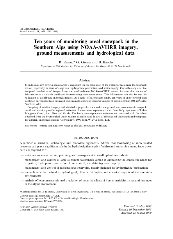 (PDF) Ten years of monitoring areal snowpack in the Southern Alps using NOAA-AVHRR imagery ...