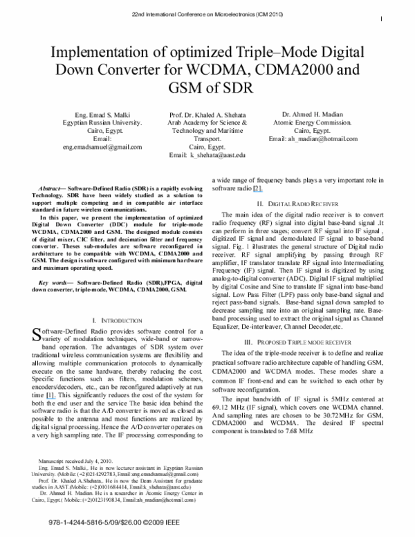 (PDF) Implementation of optimized triple-mode Digital Down Converter ...