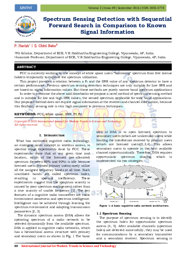 Pdf Spectrum Sensing Detection With Sequential Forward Search In