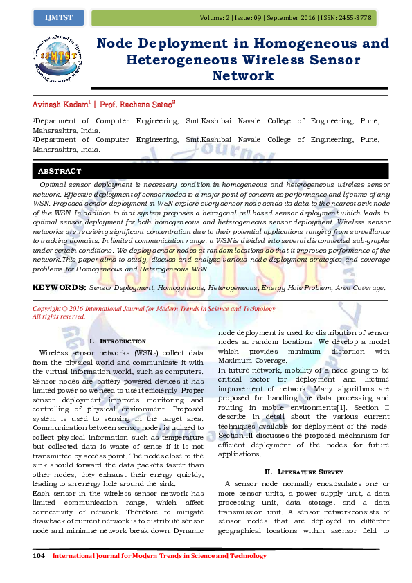 (PDF) Node Deployment in Homogeneous and Heterogeneous Wireless Sensor Network
