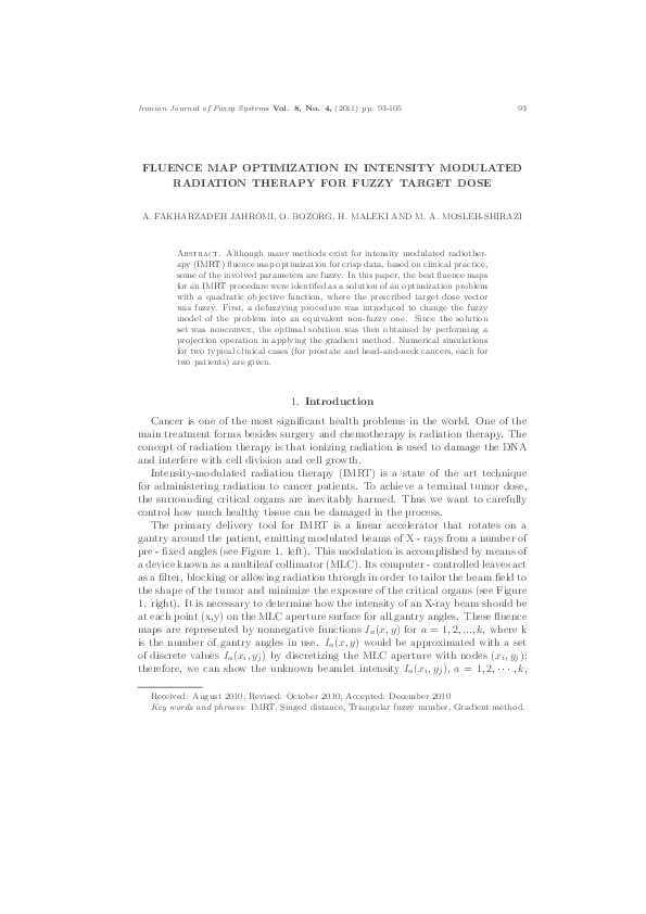 Fluence Map Optimization In Intensity Modulated Radiation Therapy For Fuzzy Target Dose 