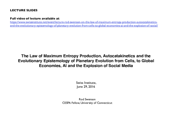 (PDF) Lecture: The Law Of Maximum Entropy Production, Autokatakinetics ...