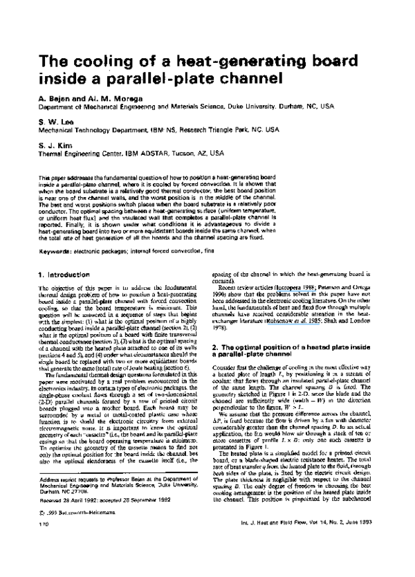 (PDF) The cooling of a heat-generating board inside a parallel-plate ...