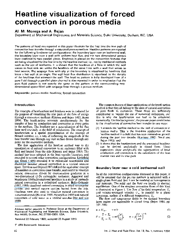 Pdf Heatline Visualization Of Forced Convection In Porous Media