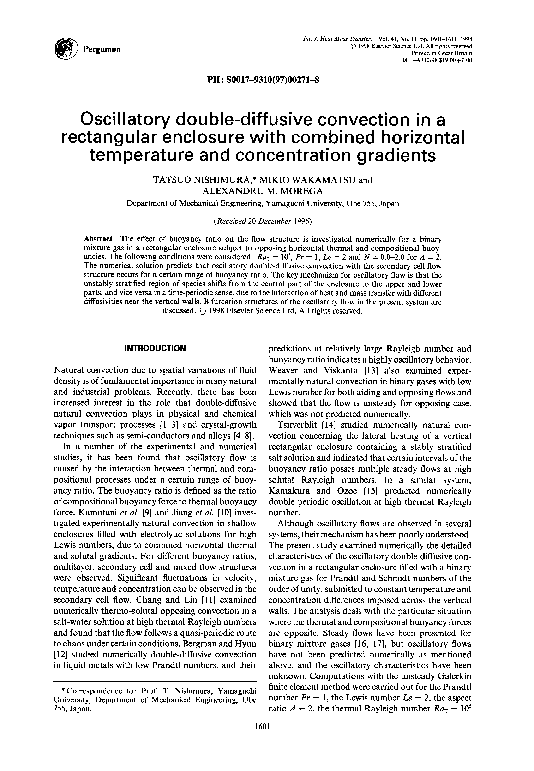 (PDF) Oscillatory double-diffusive convection in a rectangular enclosure with combined ...