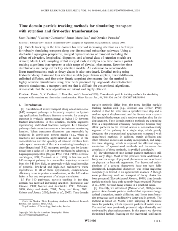 (PDF) Time domain particle tracking methods for simulating transport with retention and first ...