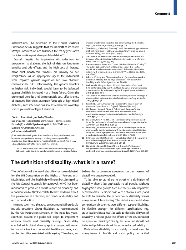 (PDF) The definition of disability: what is in a name