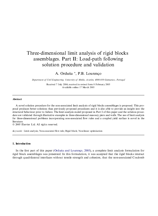 (PDF) Three-dimensional limit analysis of rigid blocks assemblages. Part II: Load-path following ...