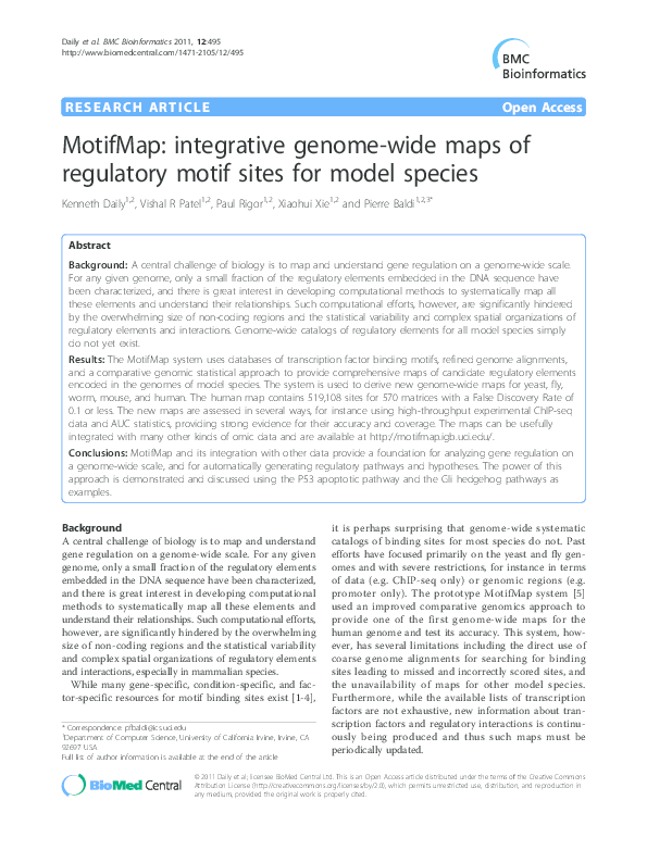 (PDF) MotifMap: integrative genome-wide maps of regulatory motif sites ...