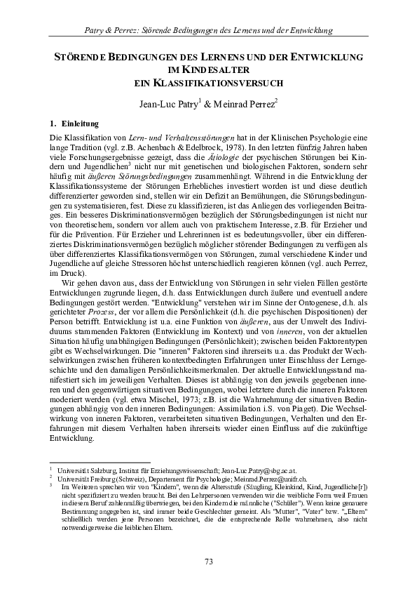 (PDF) Störende Bedingungen Des Lernens Und Der Entwicklung Im ...