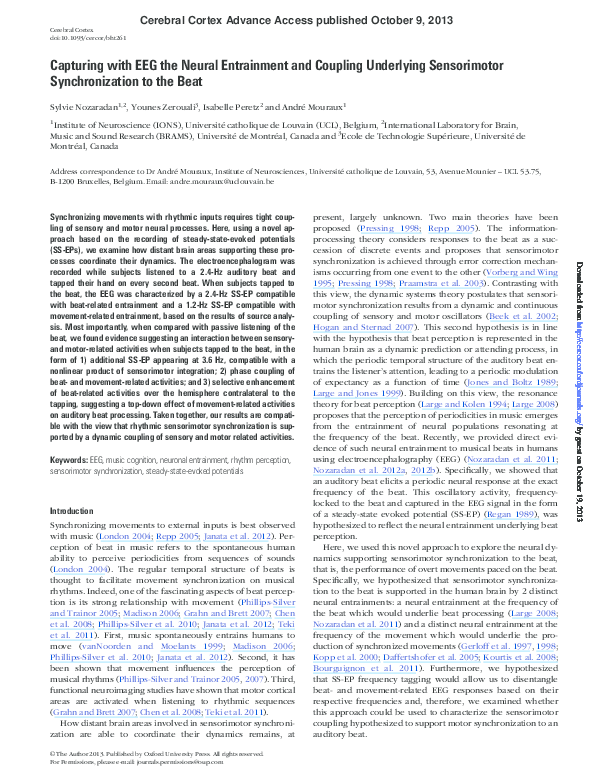 (PDF) Capturing with EEG the Neural Entrainment and Coupling Underlying Sensorimotor ...