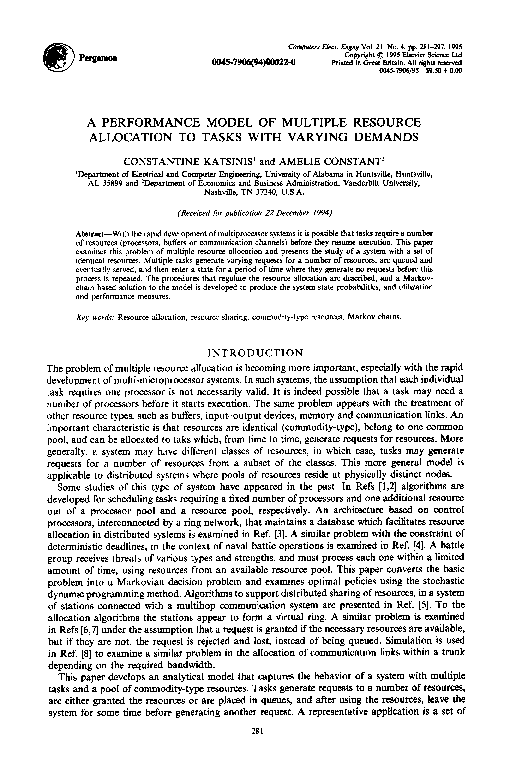 (PDF) A performance model of multiple resource allocation to tasks with ...