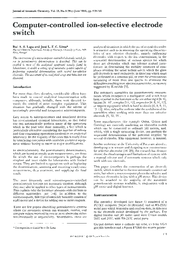 (PDF) Computer-controlled ion-selective electrode switch | Rui Lapa ...