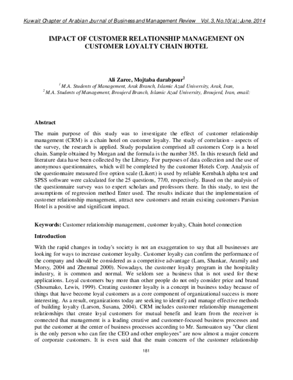 (PDF) IMPACT OF CUSTOMER RELATIONSHIP MANAGEMENT ON CUSTOMER LOYALTY ...