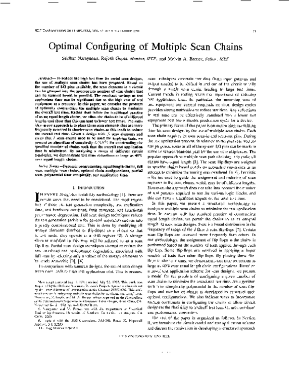 Pdf Optimal Configuring Of Multiple Scan Chains