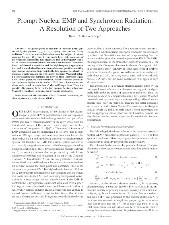 (PDF) Prompt Nuclear EMP and Synchrotron Radiation: A Resolution of Two ...