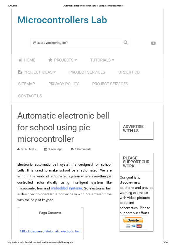 (PDF) Automatic electronic bell for school using pic microcontroller