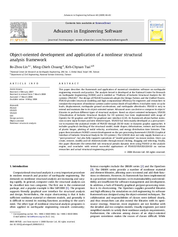 (PDF) Object-oriented development and application of a nonlinear structural analysis framework