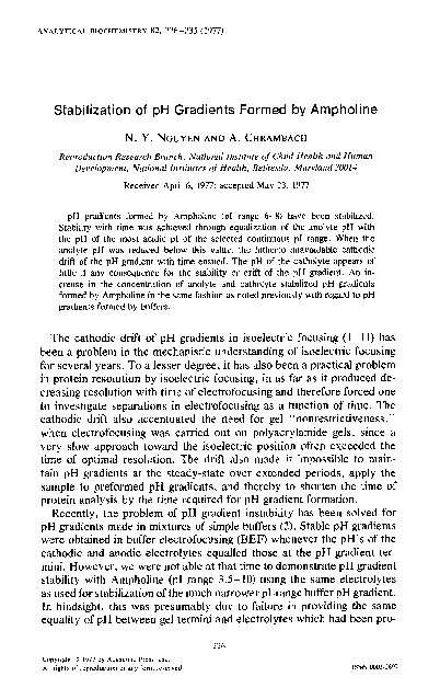 (PDF) Stabilization of pH gradients formed by Ampholine