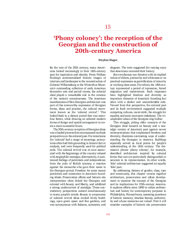 (PDF) "'Phony Coloney': the reception of the Georgian and the ...