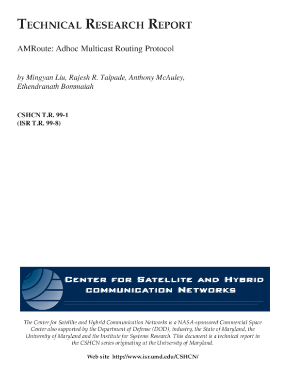 (PDF) AMRoute: Ad Hoc Multicast Routing Protocol