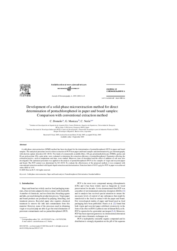 Pdf Development Of A Solid Phase Microextraction Method For Determination Of Volatile