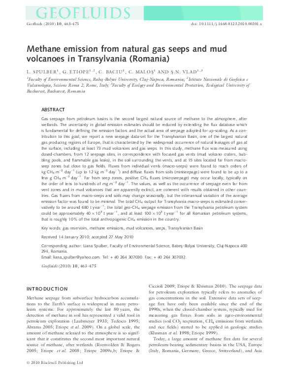 (PDF) Methane emission from natural gas seeps and mud volcanoes in ...