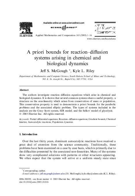 (PDF) A priori bounds for reaction-diffusion systems arising in ...