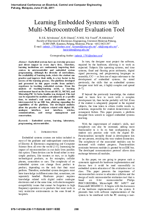 (PDF) Learning embedded systems with multi-microcontroller evaluation tool