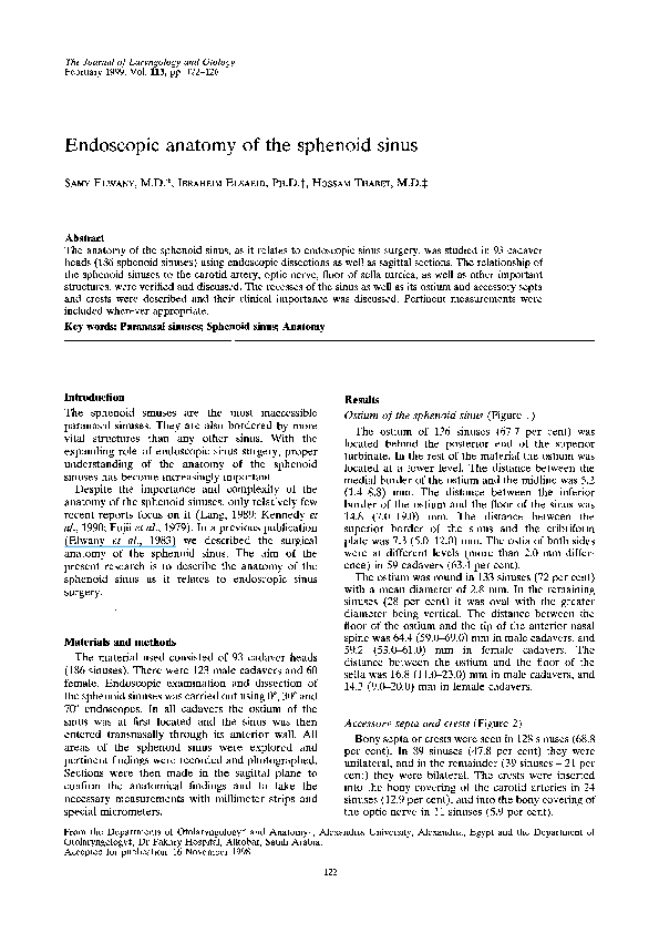 (PDF) Endoscopic anatomy of the sphenoid sinus