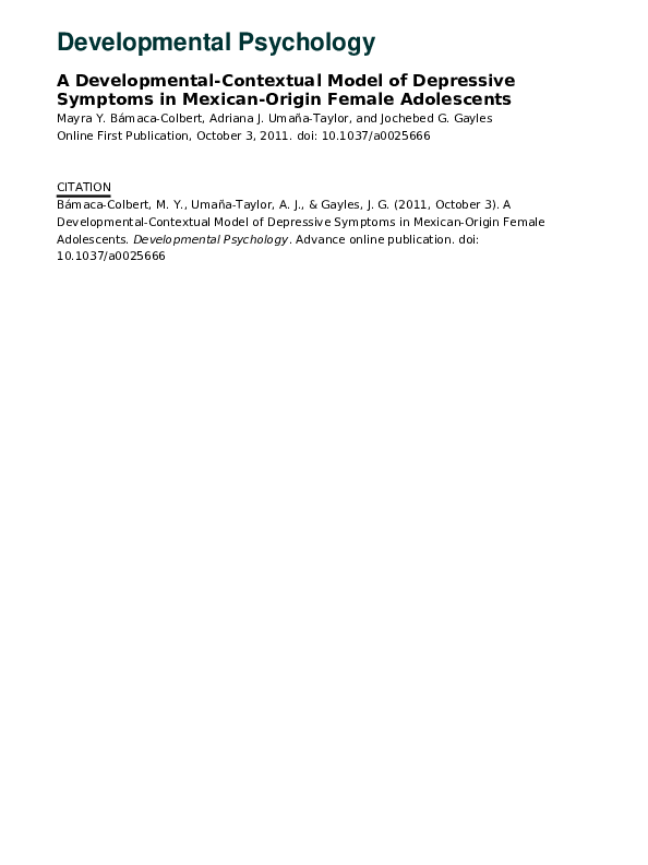 (PDF) A Developmental-Contextual Model of Depressive Symptoms in ...